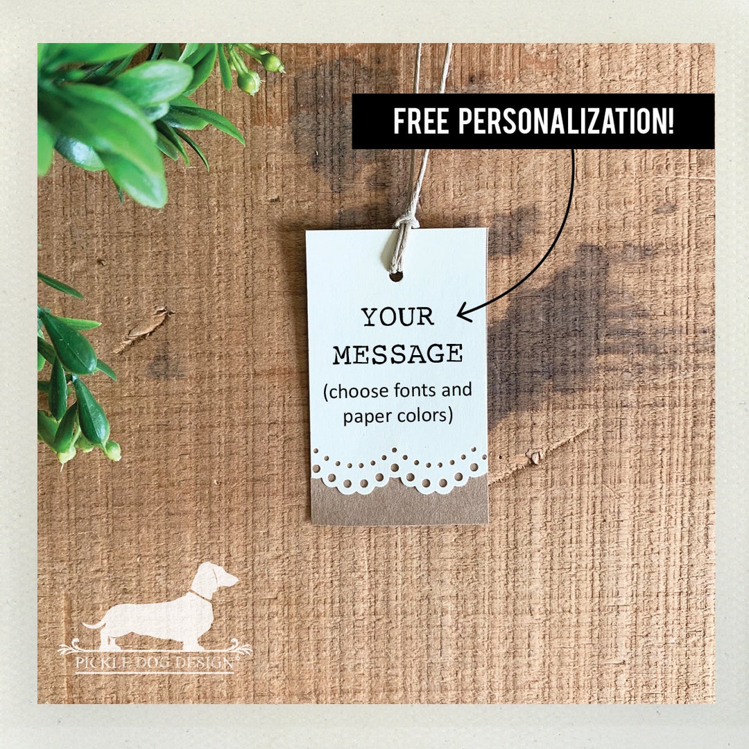 Lacey Double. Personalized Rectangle Gift Tags set of 20 vintage-style ...