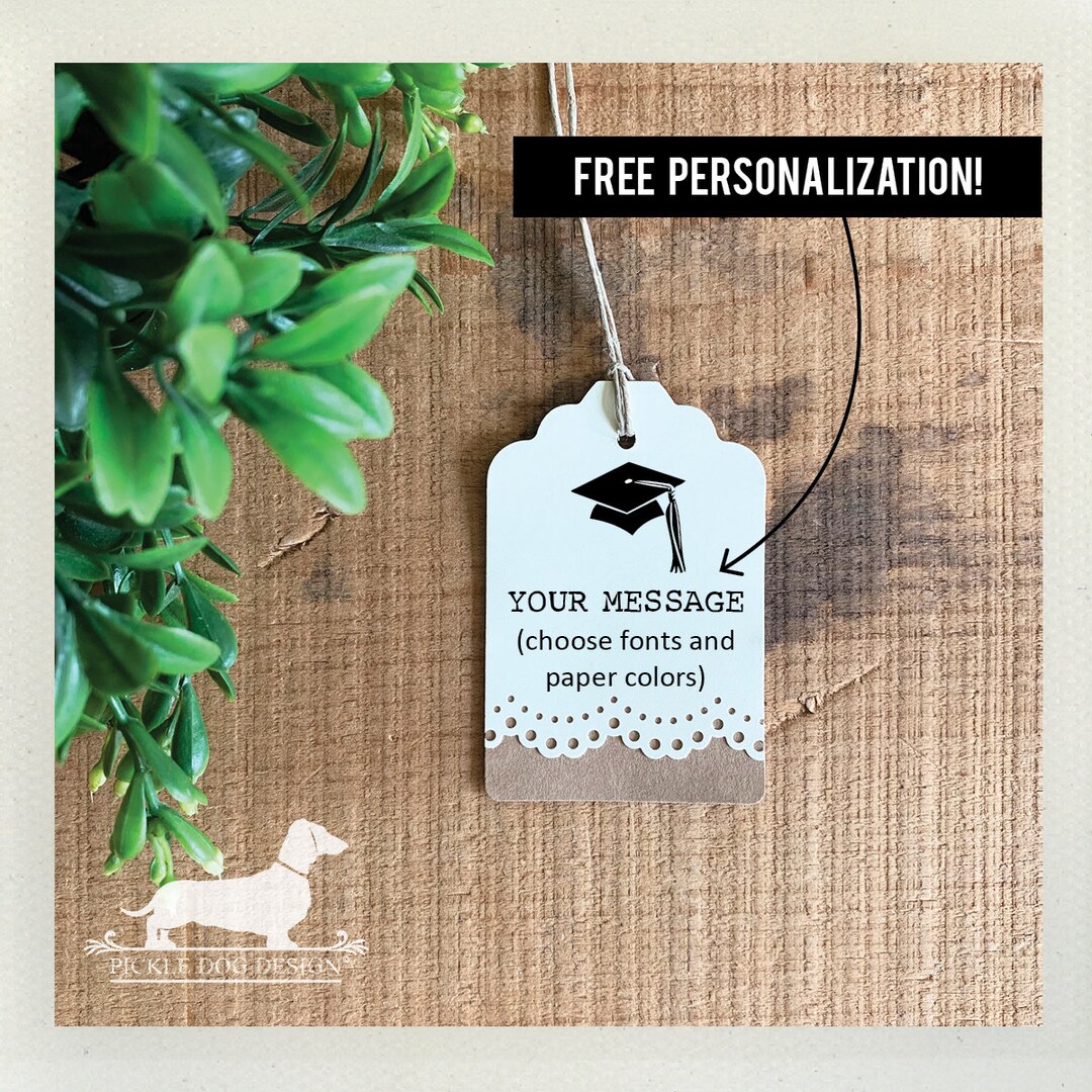 Congrats Grad. Personalized Gift Tags (set of 12) -- (vintage-style ...