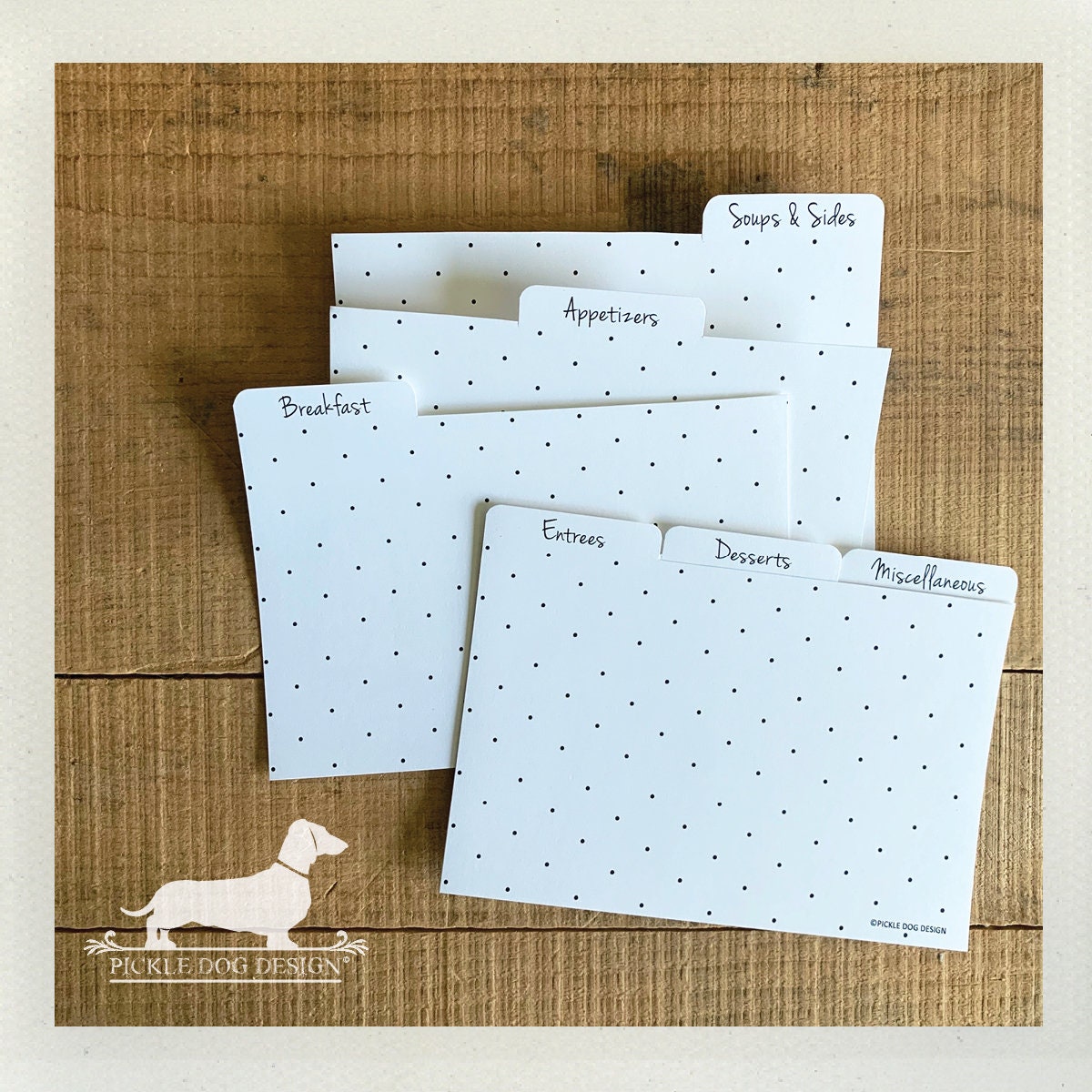 DOLLAR DEAL! 4x6 Polka Dot Recipe Divider Cards