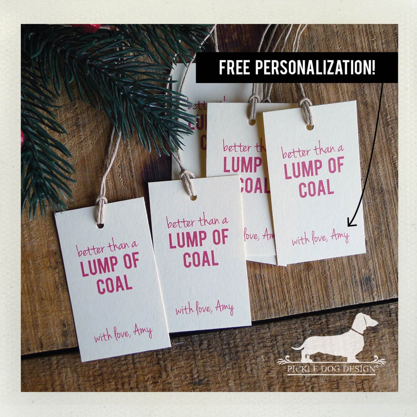 Personalized Holiday Gift Tags set of 20 lump of Coal - Etsy