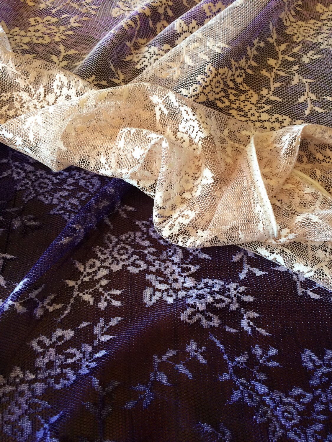 Purple/lavender/ivory/pink Ombre Floral Nylon Lace/net - Etsy