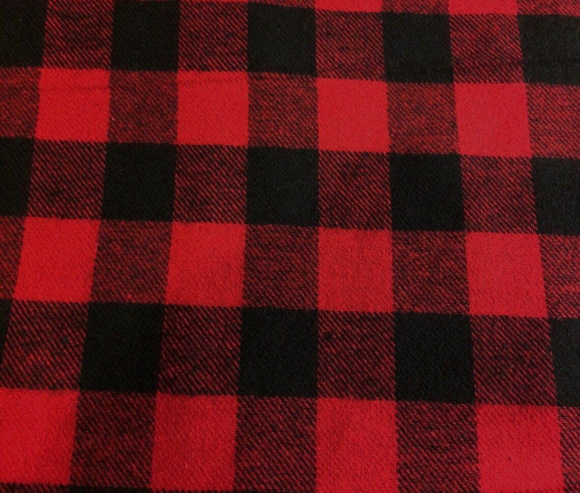 Black/red Buffalo Plaid 100% Cotton Flannel Fabric 58 - Etsy