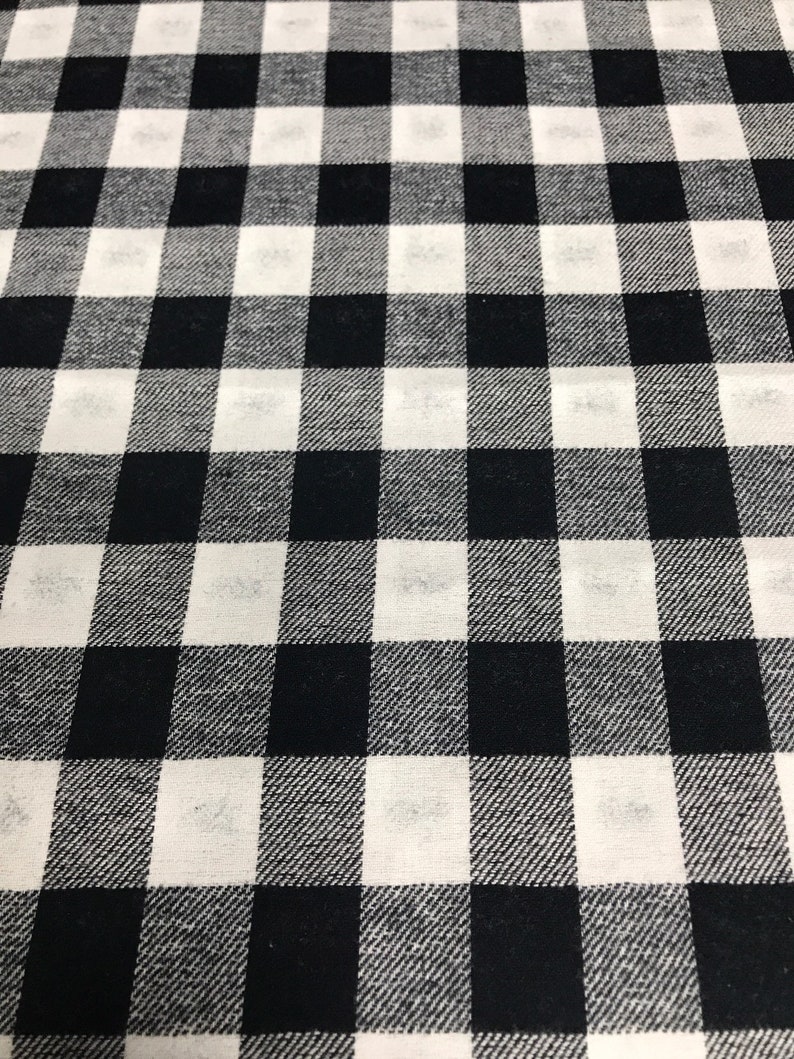 Black/white Buffalo Plaid 100% Cotton Flannel Fabric 58 - Etsy