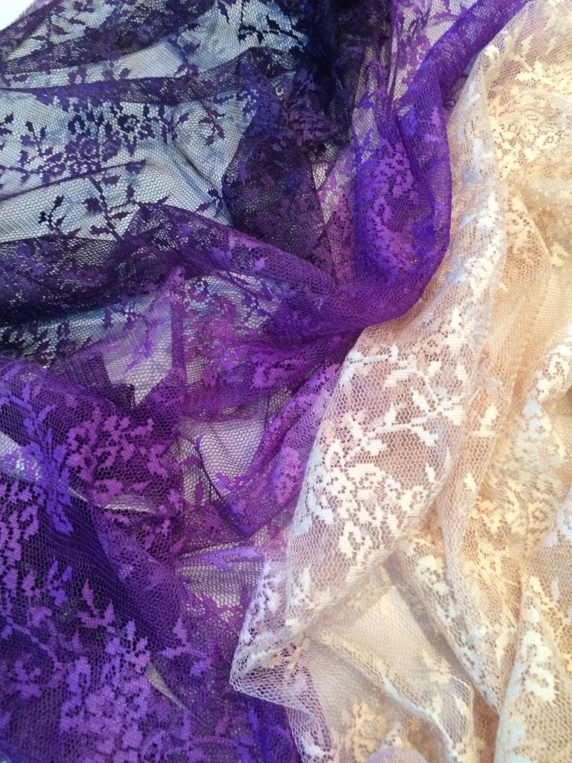 Purple/lavender/ivory/pink Ombre Floral Nylon Lace/net - Etsy