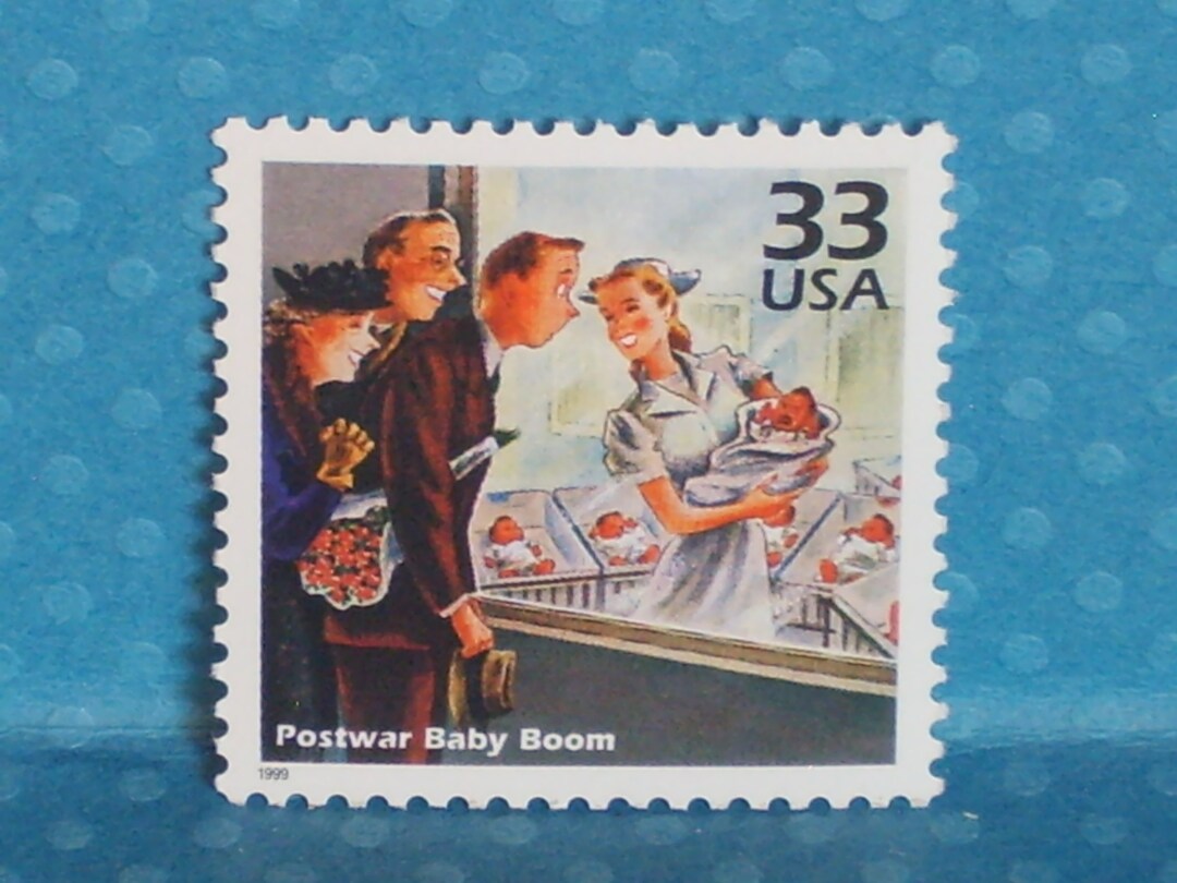 FIVE Vintage Postage Stamps Celebrate the Century Postwar Baby Boom No ...