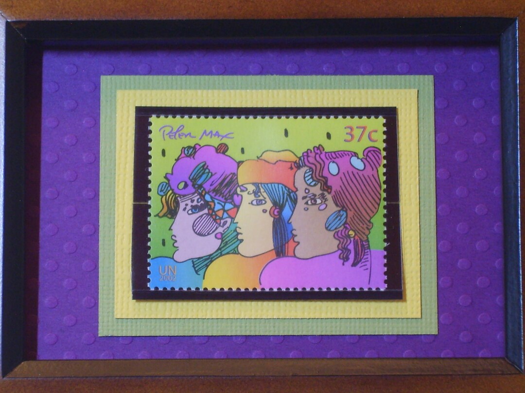 Peter Max Framed Stamp - Johannesburg Summit - Three Ladies - Version ...