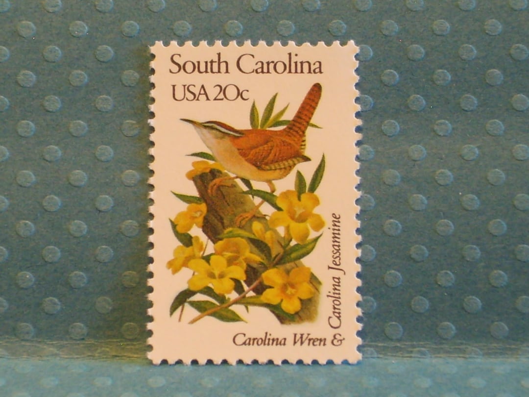 FIVE Vintage United States Postage Stamps - South Carolina's State Bird ...