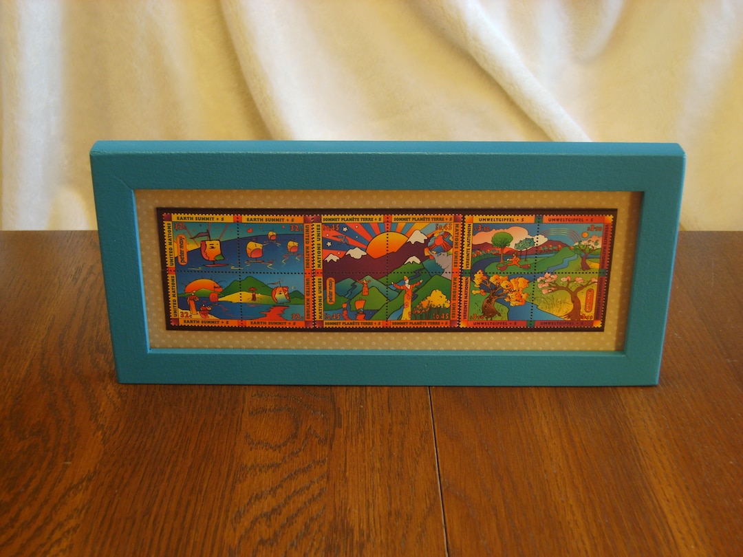 Peter Max Framed United Nations Stamps - Earth Summit + 5 - Etsy
