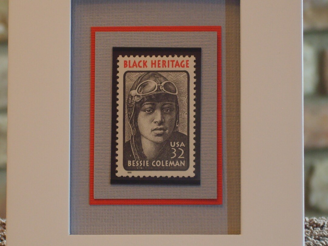 Vintage Framed Postage Stamp - Bessie Coleman - Pioneer Aviator - No ...