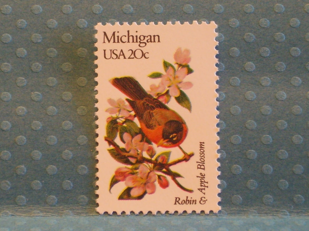 FIVE Vintage Stamps - Michigan's State Bird and Flower - No. 1974 - Etsy