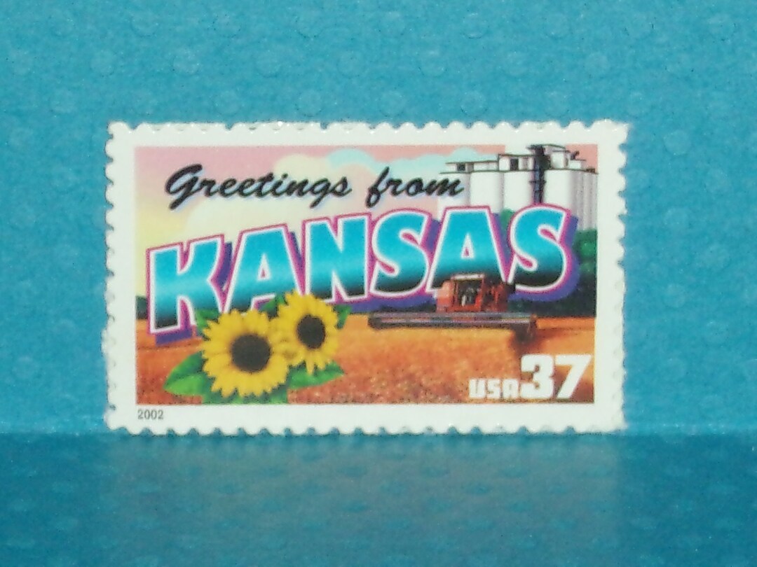 FIVE 37c "greetings From Kansas" Vintage United States Postage Stamps ...