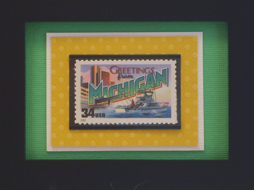Greetings From Michigan Framed Postage Stamp - No. 3582/3717 - Etsy