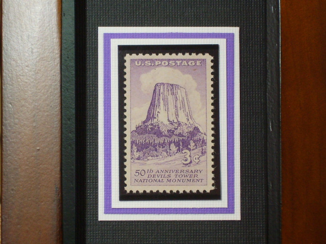 Devil's Tower - Framed Vintage Postage Stamp - No. 1084 - Etsy