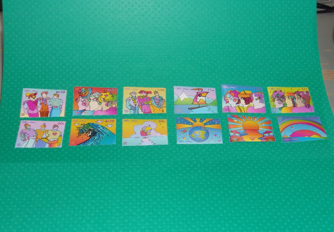 Peter Max 2002 Vintage United Nations Stamps - 12 Stamps From Earth ...