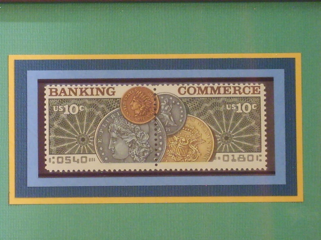 Vintage Framed Postage Stamps - Banking and Commerce - Version B - No ...