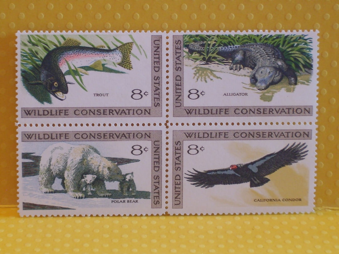 1 Block of Unique Vintage US Postage Stamps - 1971 Wildlife ...