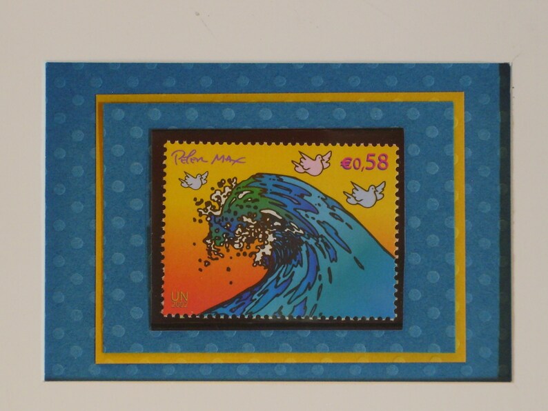Peter Max Framed Stamp - Johannesburg Summit - Great Wave With Doves ...