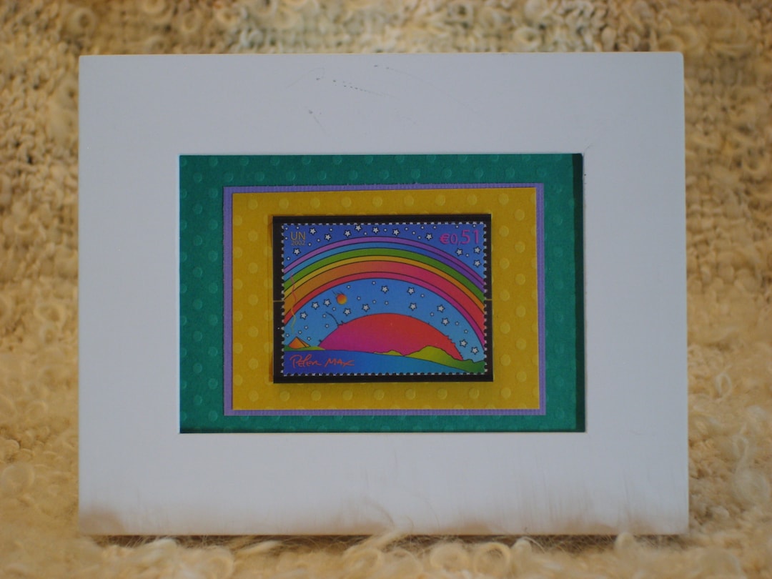 Peter Max Framed Stamp - Johannesburg Summit - Hope Rainbow, Version 2 ...