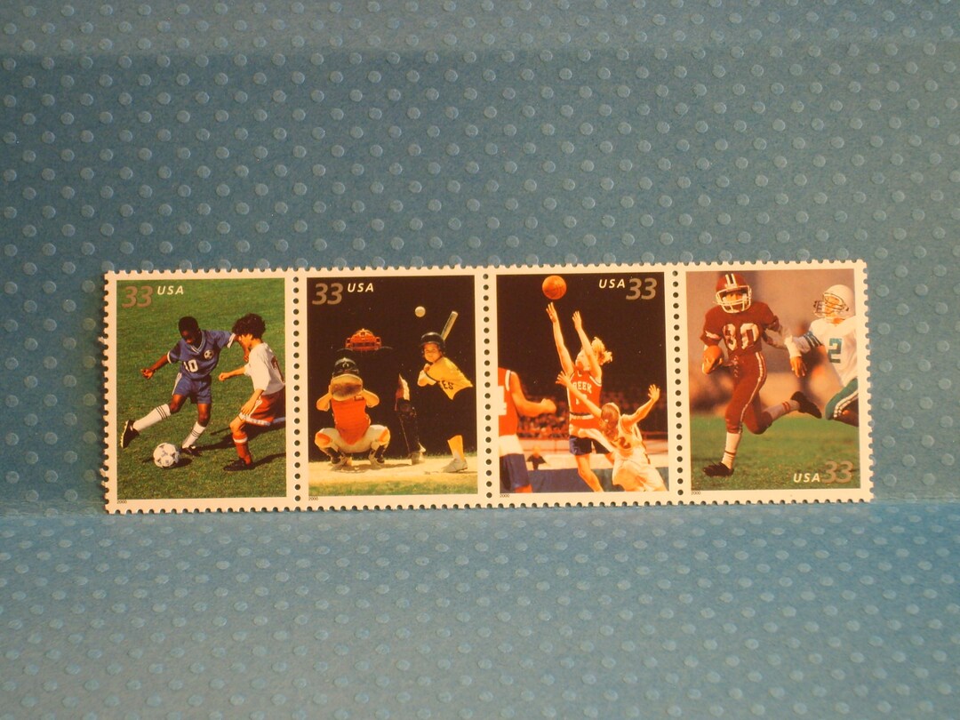 Strip of Four 2000 Youth Team Sports Vintage United States Postage ...