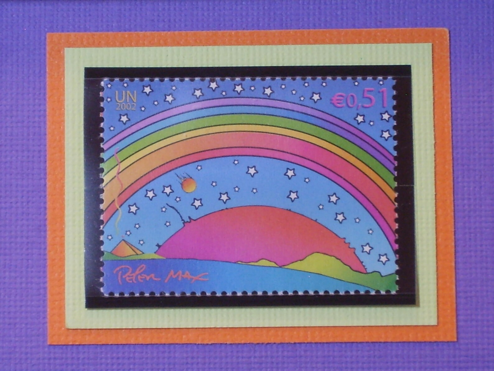 Peter Max Framed Stamp - Johannesburg Summit - Hope Rainbow, Version 1 ...