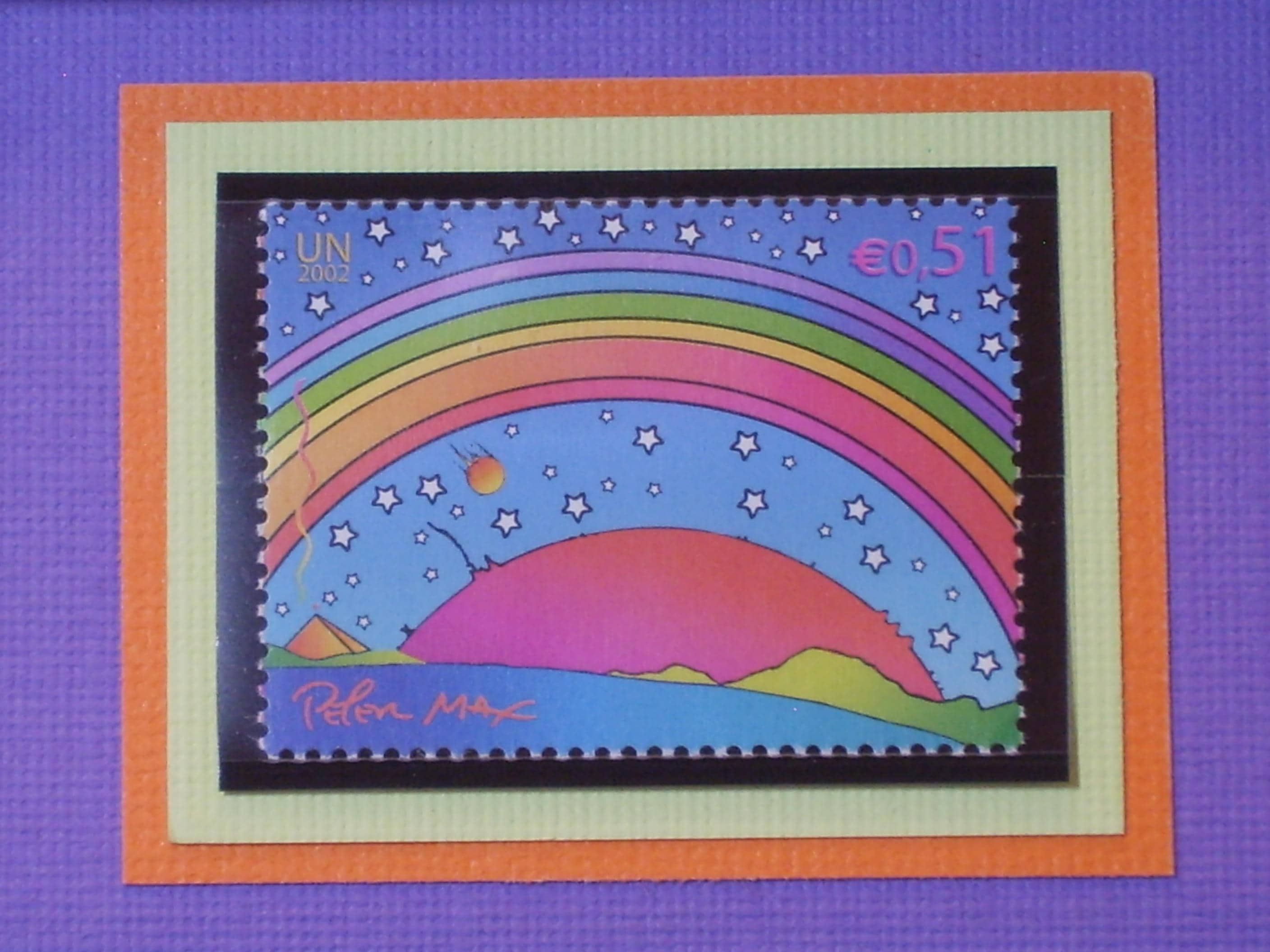 Peter Max Framed Stamp - Johannesburg Summit - Hope Rainbow, Version 1 ...