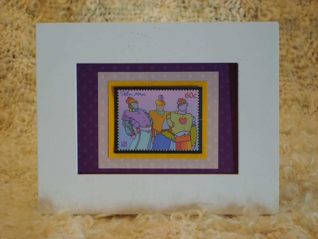 Peter Max Framed Stamp - Johannesburg Summit - Three Friends (men ...