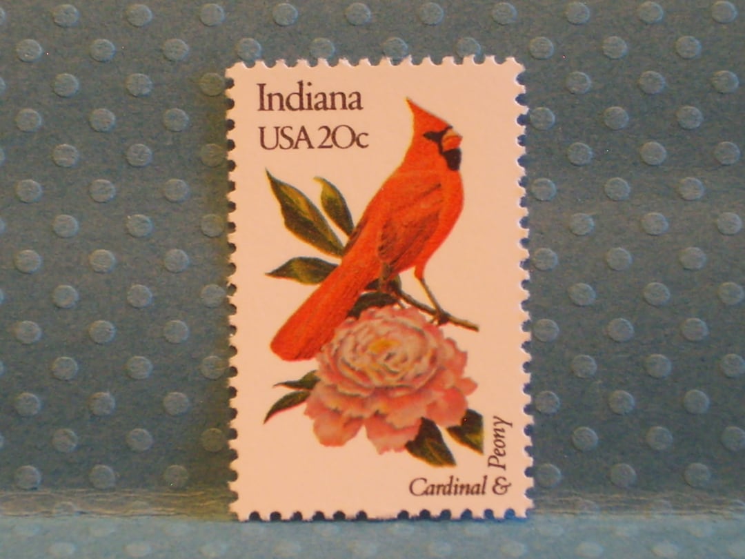 FIVE Vintage Stamps - Indiana's State Bird and Flower - No. 1966 - Etsy