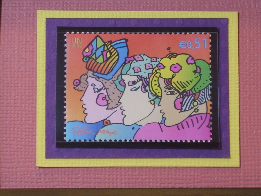 Peter Max Framed Stamp - Johannesburg Summit - Three Ladies, Version 3A ...