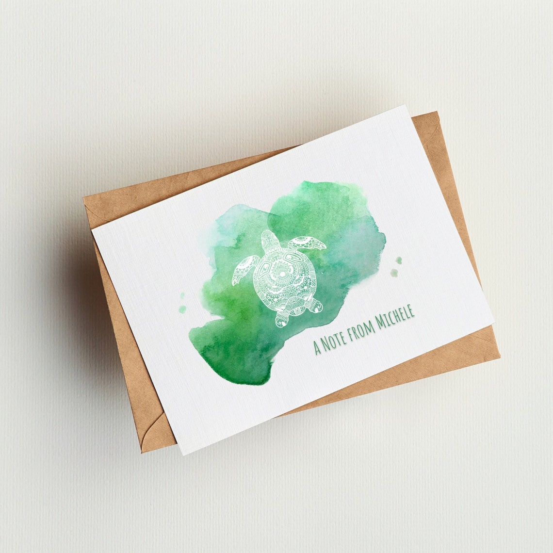Sea Turtle Notecard Template Canva Editable Printable Personalized ...