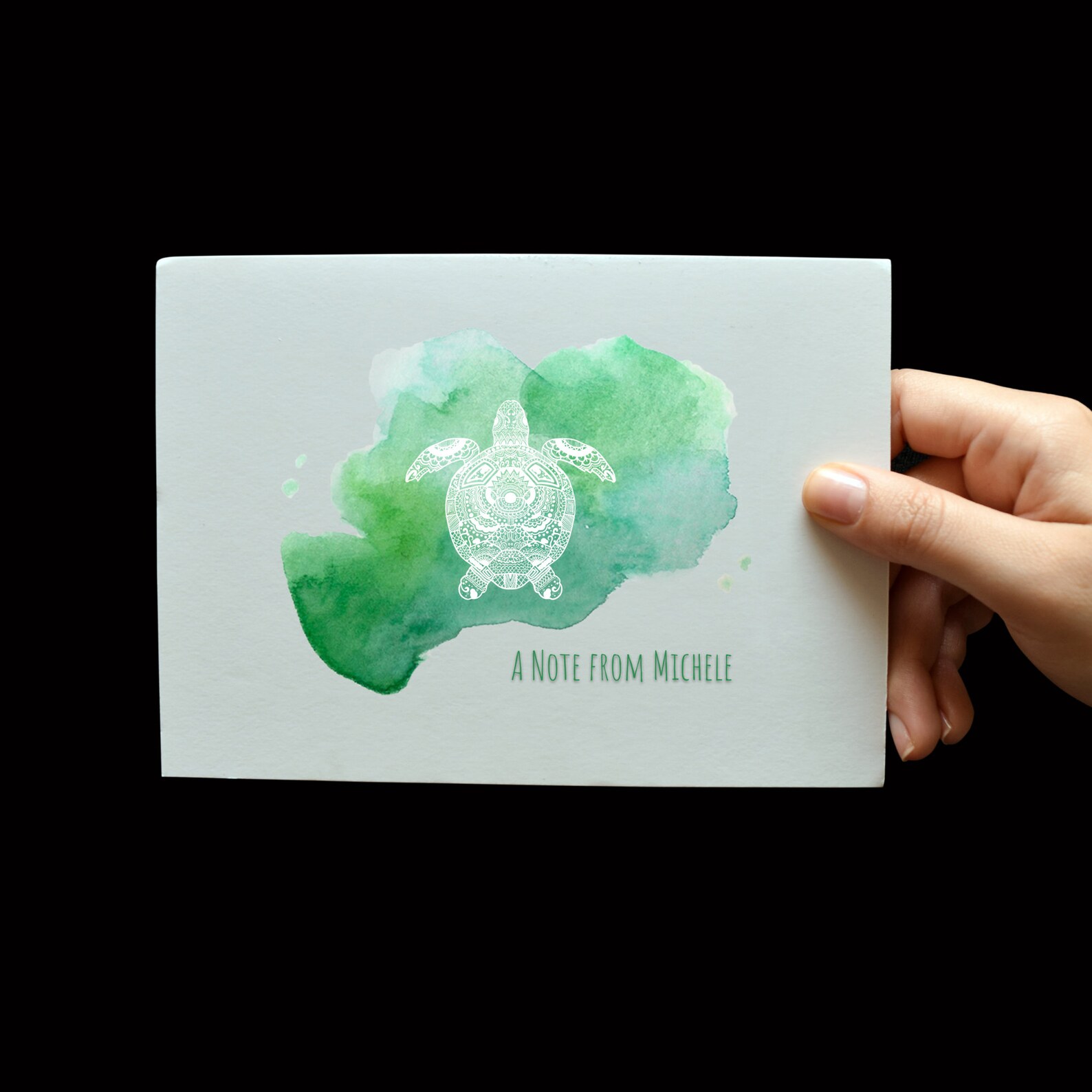 Sea Turtle Notecard Template Canva Editable Printable Personalized ...