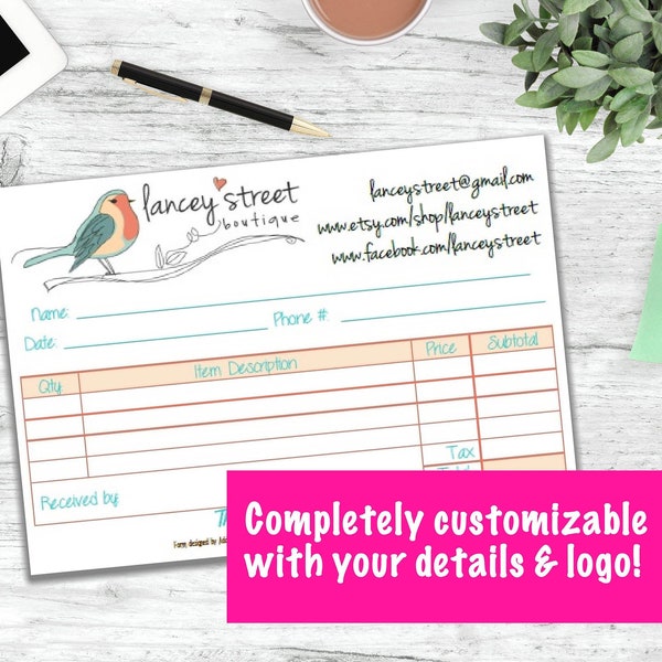 Custom Receipt Book 3 Part - Etsy
