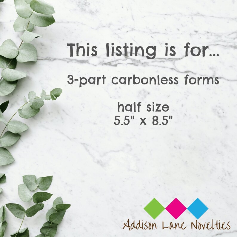Custom 3-part Carbonless Order Forms | Half Size NCR Invoice Books ...