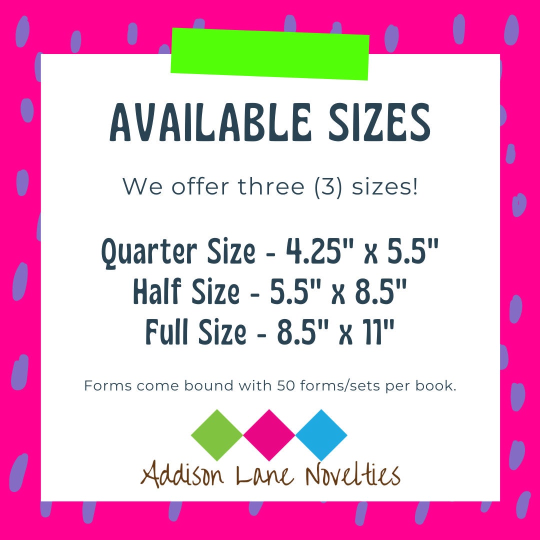 Custom Designed 3-part Carbonless Order Forms in Quarter Size - Etsy