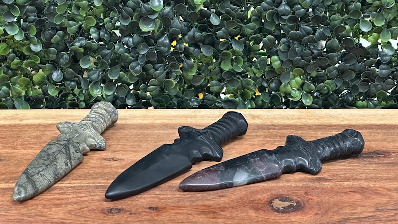Genuine Gemstone 6" Athame - Ceremonial Crystal Dagger for Energy ...