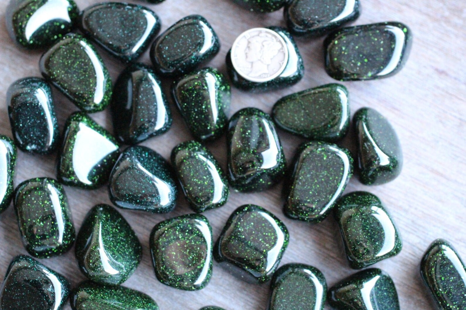 Green Goldstone 1 Inch Tumbled Stone T125 - Etsy
