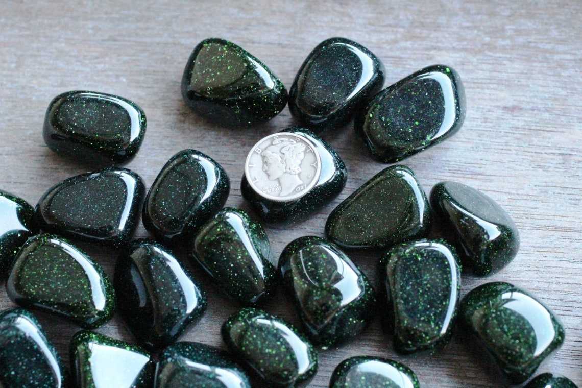 Green Goldstone 1 Inch Tumbled Stone T125 | Etsy