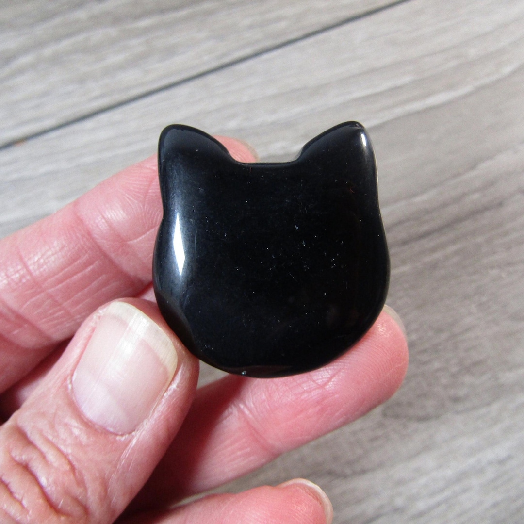 Obsidian Cat Face // 1 Inch // Gift - Etsy
