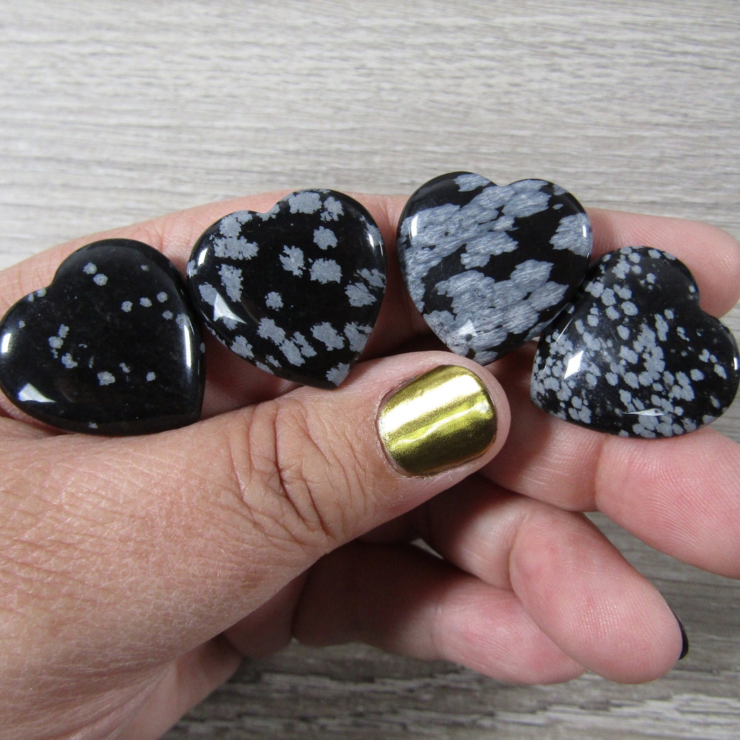 Snowflake Obsidian Flat 25 Mm Heart K436 - Etsy