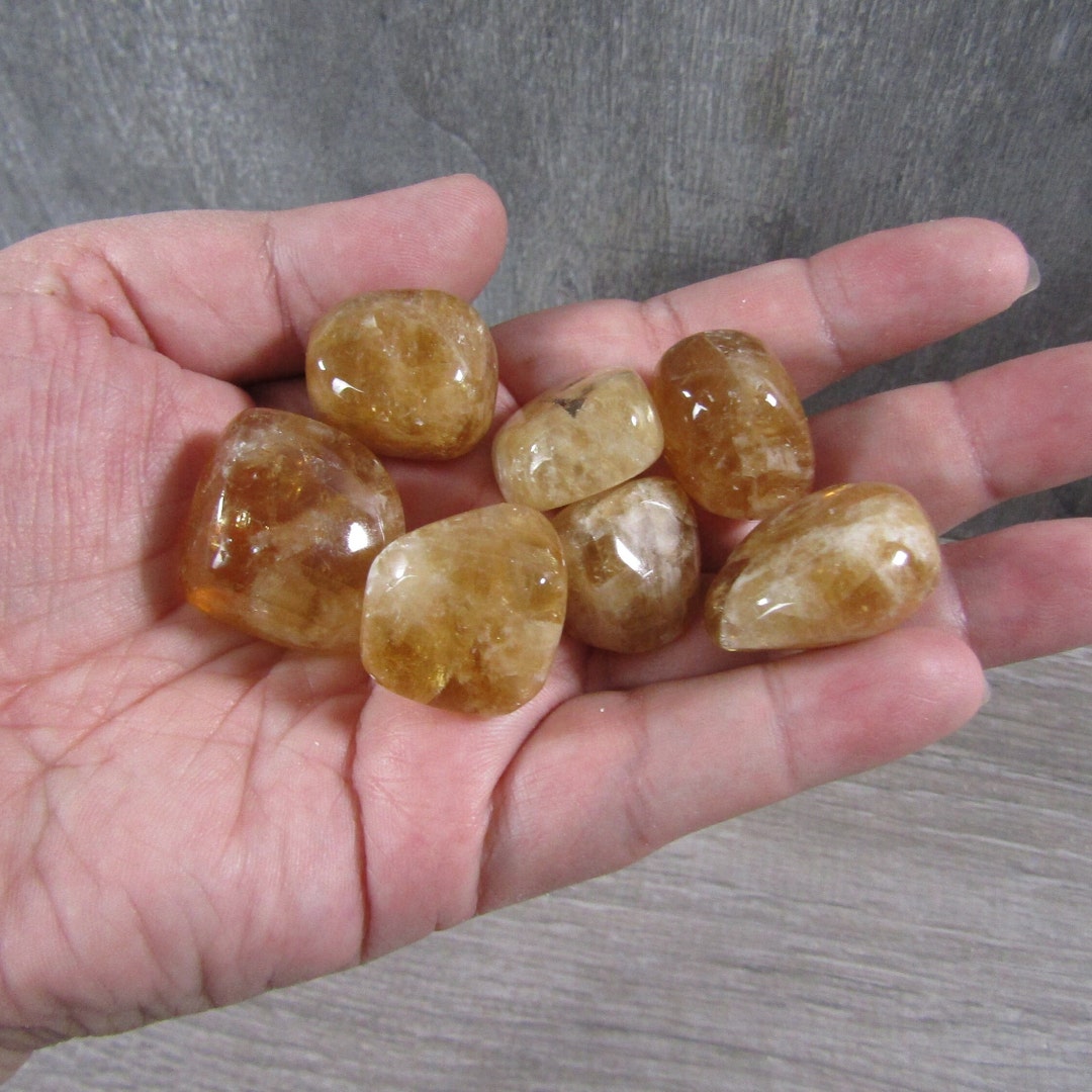Honey Calcite Tumbled Stone 0.75 Inch + Crystal - Etsy