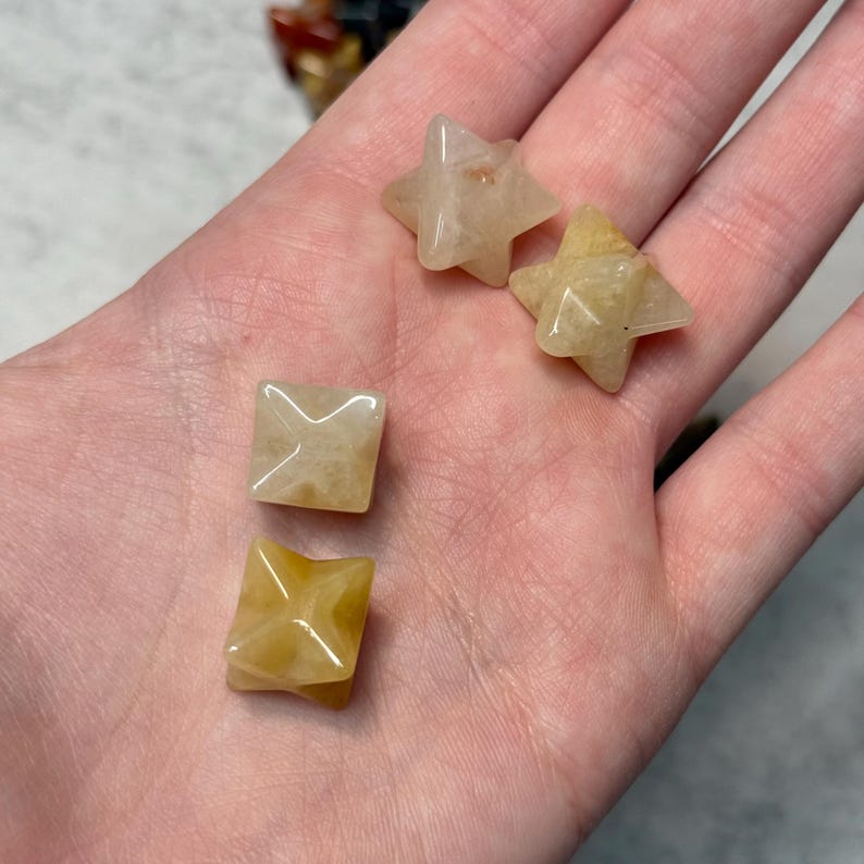 Hand Carved 12mm Gemstone Merkaba Star - Natural Crystal Merkabah ...