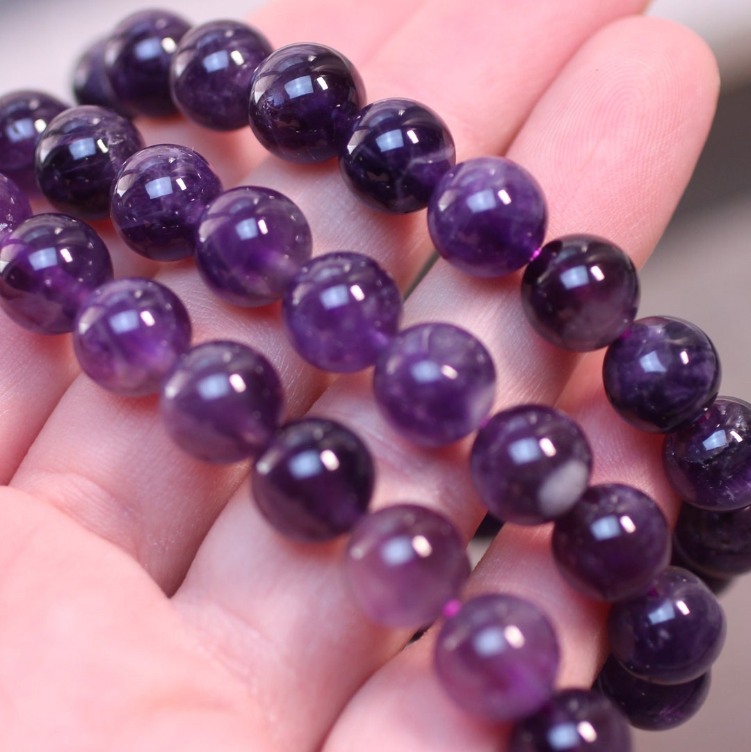 Amethyst 10 Mm Round Stretchy String Bracelet G86 - Etsy