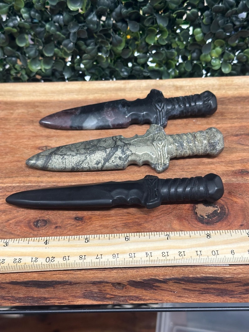 Genuine Gemstone 6" Athame - Ceremonial Crystal Dagger for Energy ...