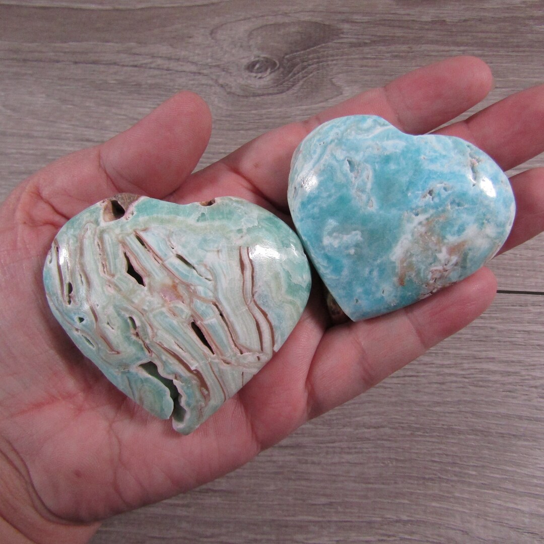 Caribbean Blue Calcite Heart 65 Mm Approx Crystal - Etsy