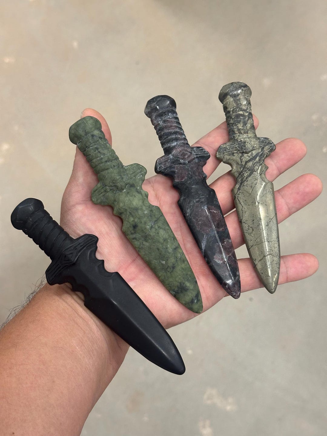 Genuine Gemstone 6" Athame - Ceremonial Crystal Dagger for Energy ...
