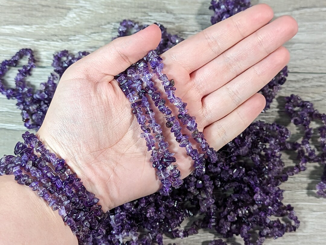 Amethyst Stretchy String Crystal Chip Bracelet 106 - Etsy