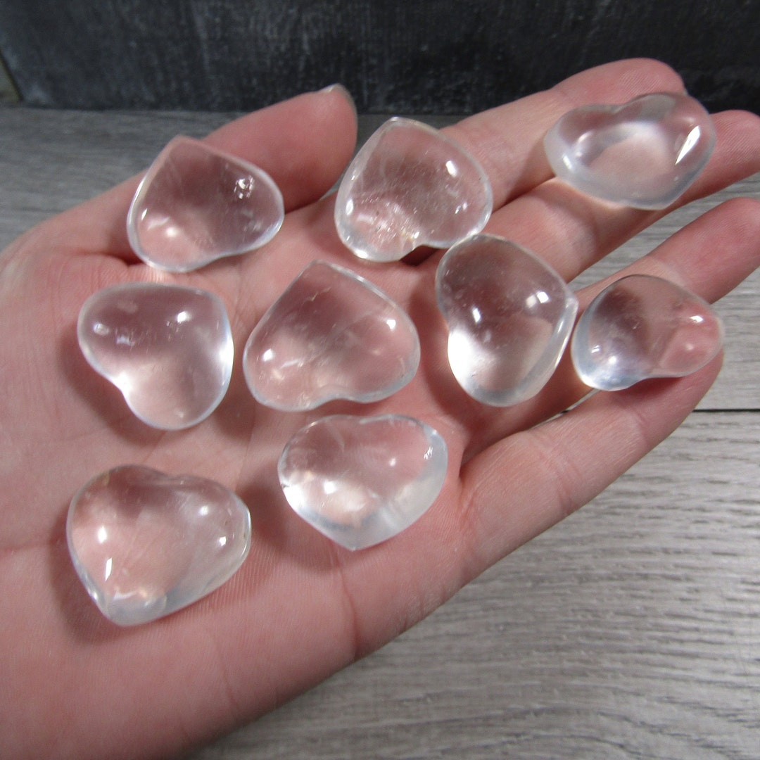 Clear Quartz Heart Puffy Stone 25 Mm Crystal - Etsy