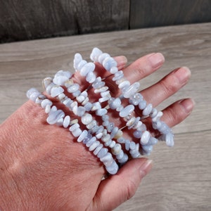 Blue Lace Agate Beaded Crystal Chips on Longer Stretchy String - Etsy