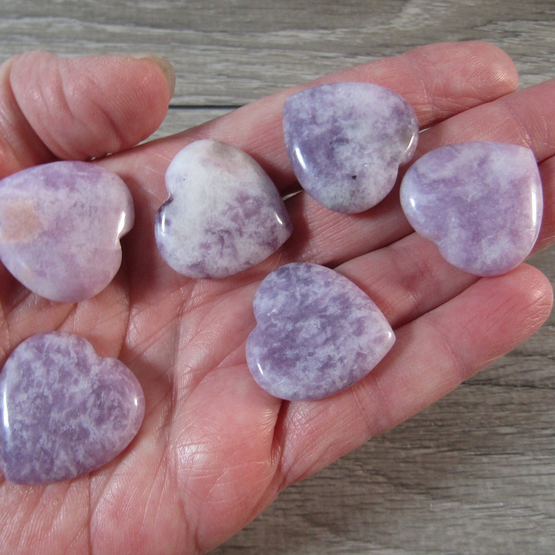 Lepidolite Heart Flat 25 Mm - Etsy
