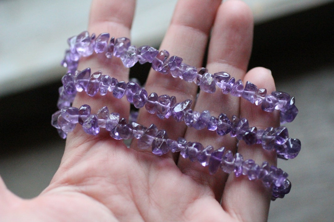 Amethyst Gemstone Stretchy String Bracelet G158 - Etsy