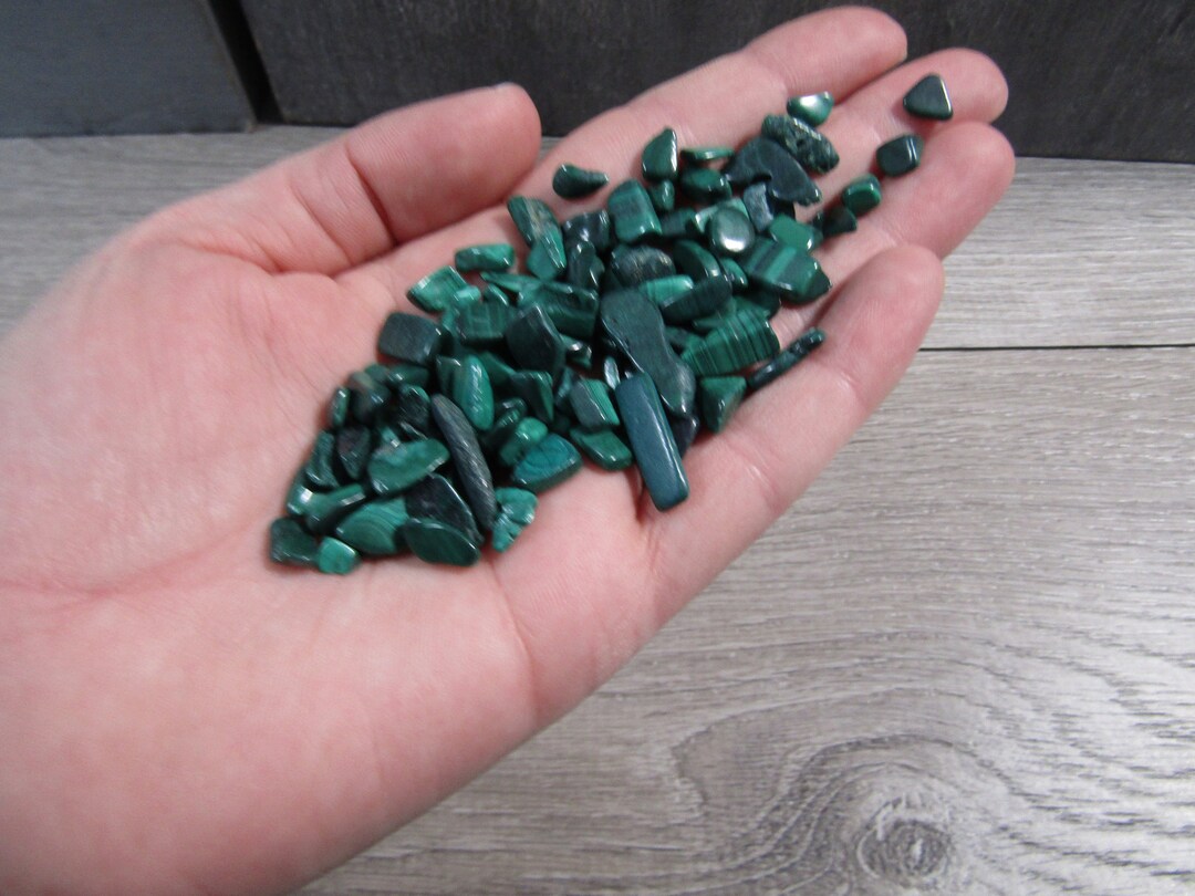 Malachite Chip Tumbled Stone Small Bag T256 - Etsy